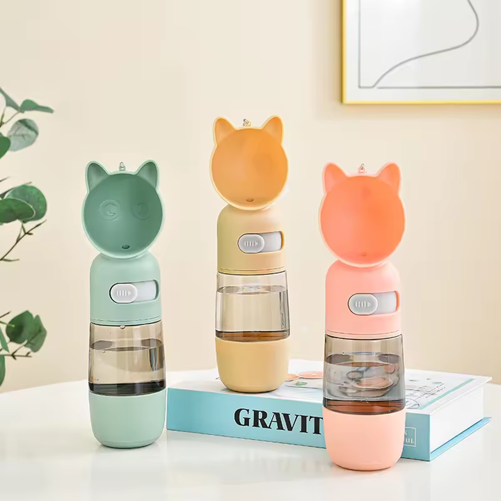 NEW 2 in 1 Leak Proof Portable Dog Travel Bottle for Outdoor Pet Water Drinking Dispenser with ...