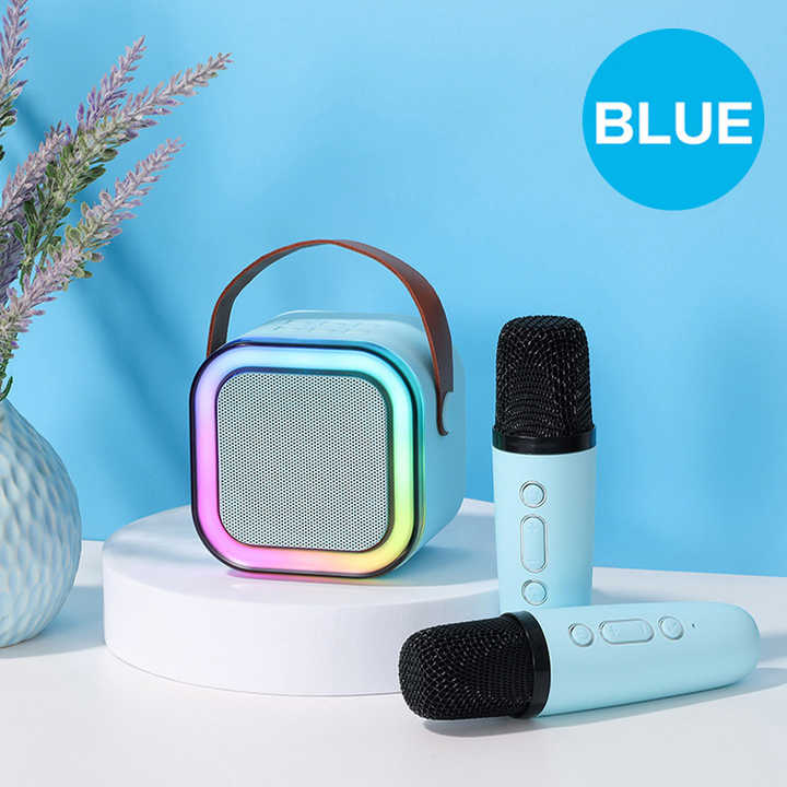 Mini Portable Karaoke Blue Tooth Speaker Dual Microphone Audio Integrated Microphone Home ...