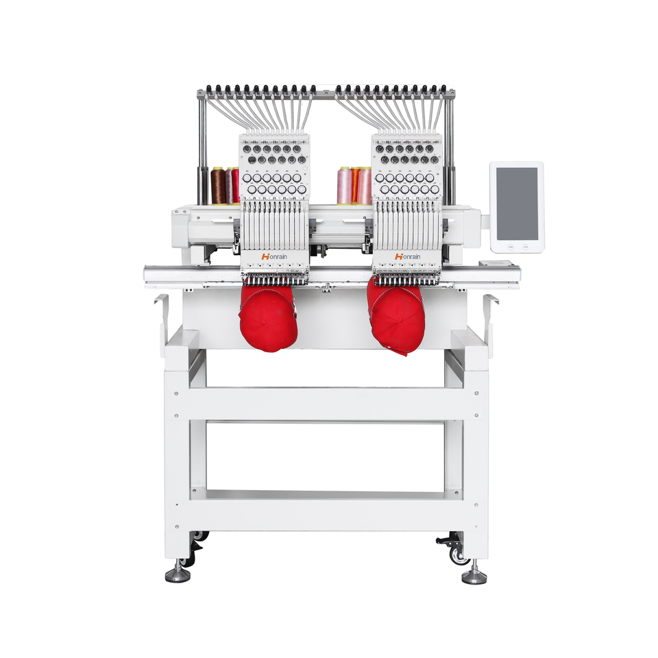 HONRAIN 2-Head Industrial Embroidery Machine 9/12/15 Needle, 1000RPM ...