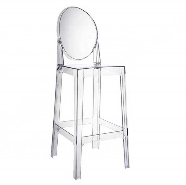 Wedding Garden White PC Ghost Round Back Acrylic bar Stool Chairs High ...