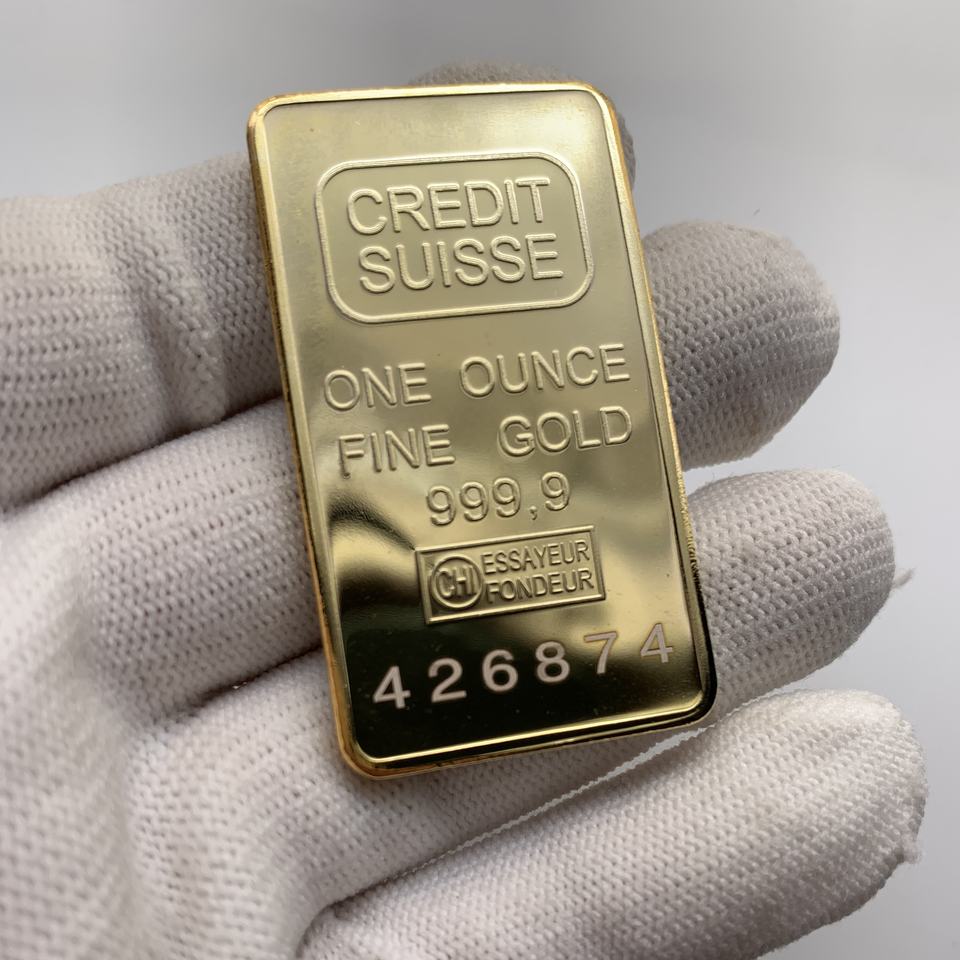 Anti Magnetic Gold Plated Credit Suisse Zinc Alloy Bullion Bar ...