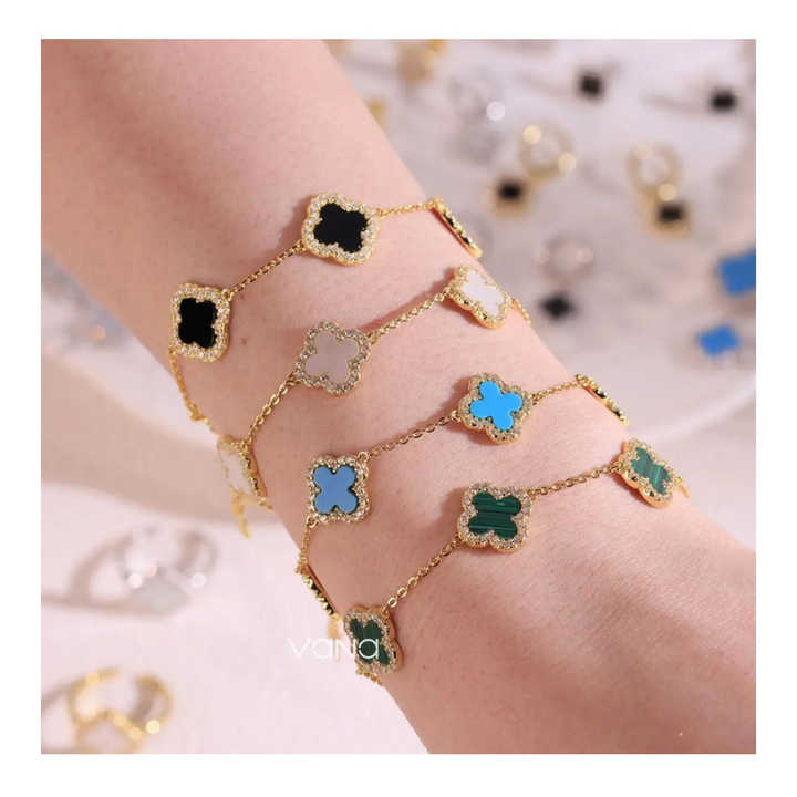 VANA Four-Leaf Clover Jewelry - 925 Sterling Silver Charm Bracelets