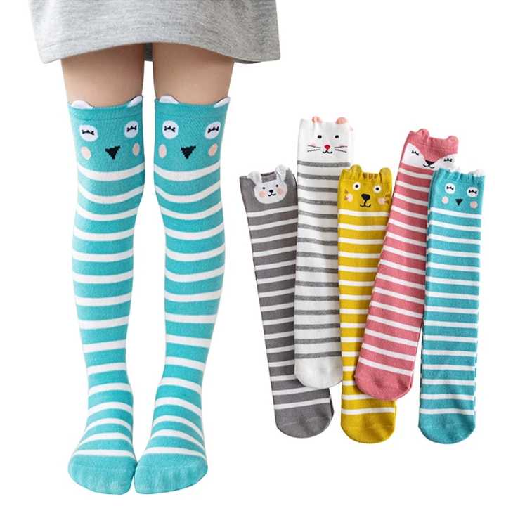 Custom 3D Cute Long Knee High Novelty Striped Cartoon Animal Girls ...