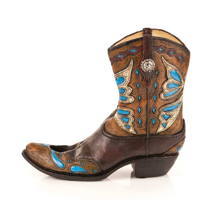 Resin Cowboy Boot Sculpture - Western Wine Rack Decor