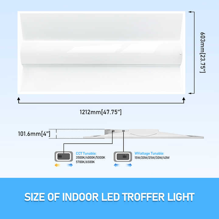 LED Center Basket Curved Troffer Panel Light Fixture 2x4ft