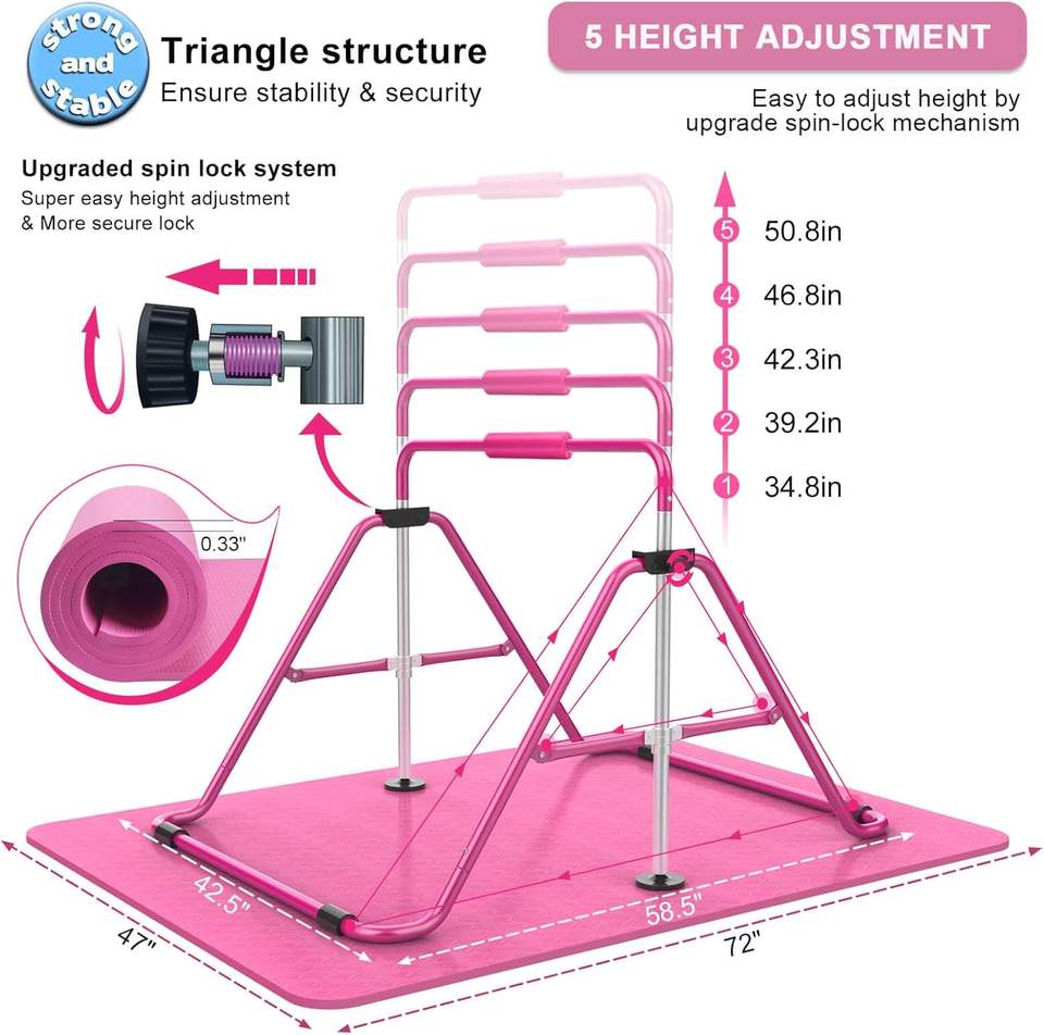 Expandable Junior Gymnastics Training Bar Stable High Quality Children ...