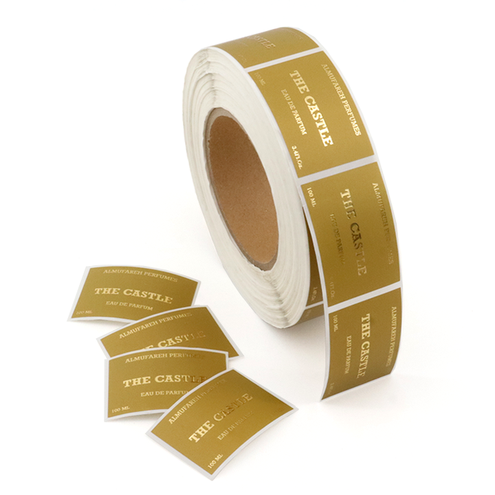Luxury Custom Adhesive Label Roll with Gold Foil Stamping