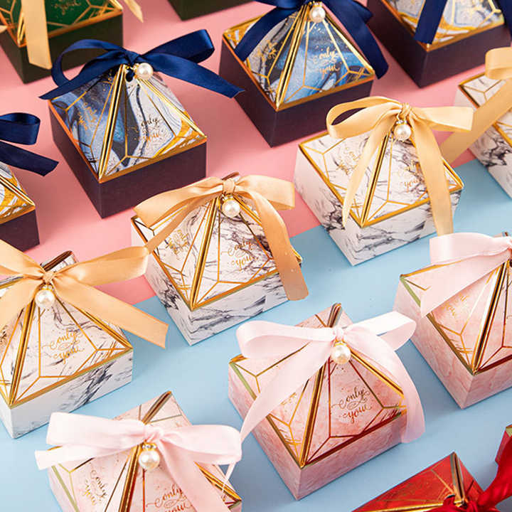 Colorful Navy Blue Pink Candy Birthday Wedding Party Favor Boxes with ...
