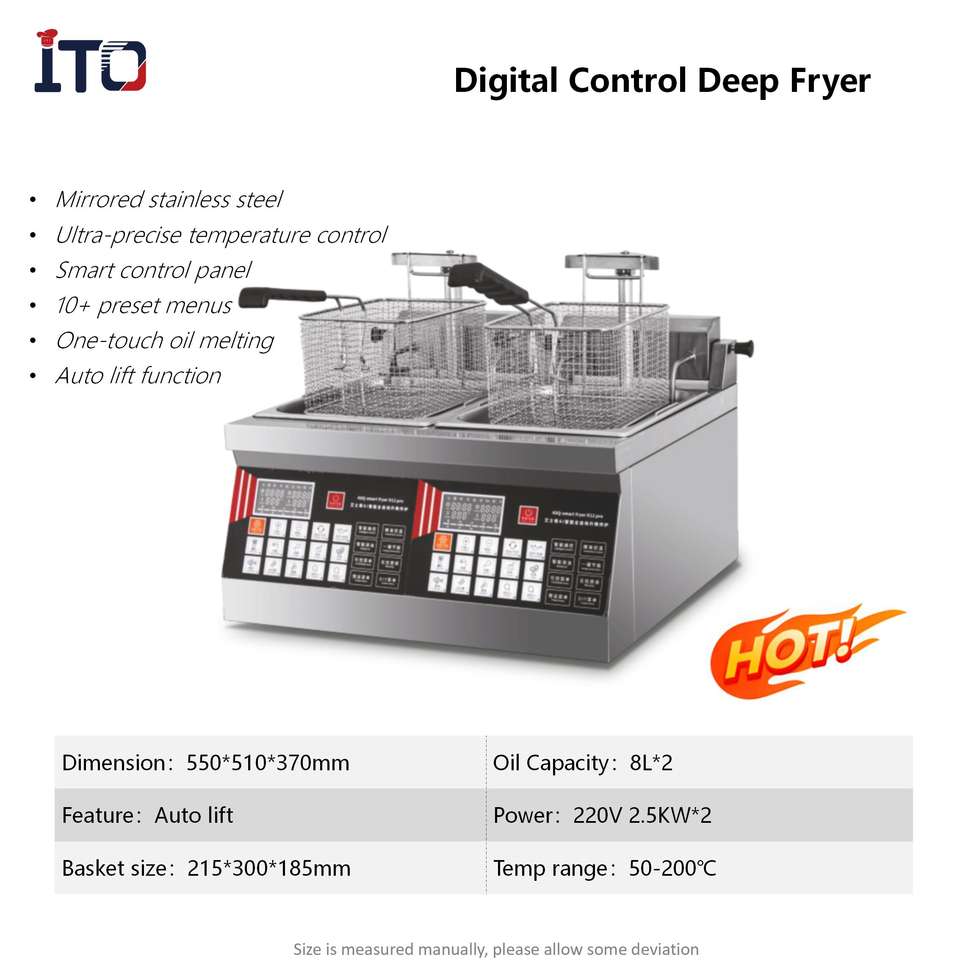 Commercial Countertop Electric Deep Fryer with Digital Control & Oil ...