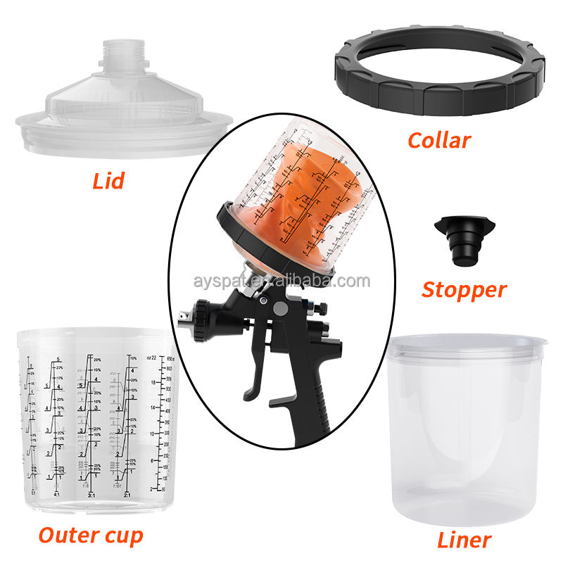 600ML Spray Gun Disposable Spray Gun Cup Paint Mixing Cup for Spray Gun ...