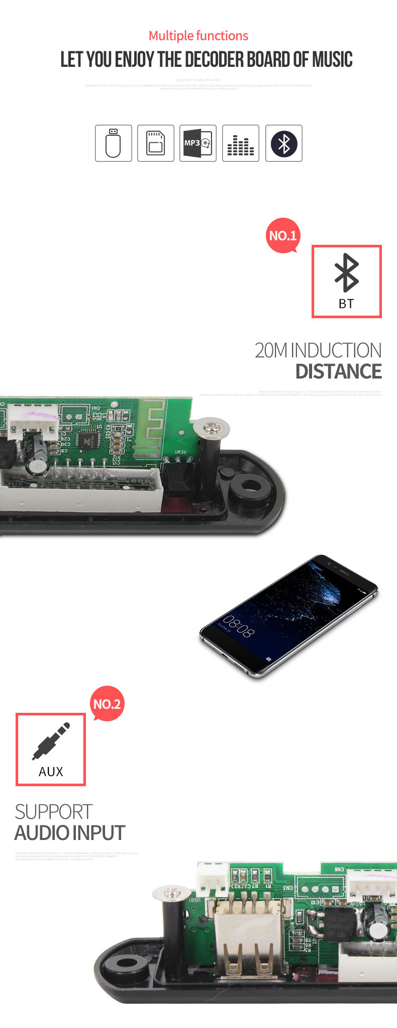 Shenzhen print bluetooth mp3 decoder mp3 player module board Products ...