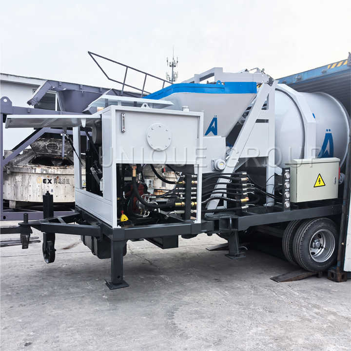 Concrete Mixing Pump Motor and Engine Powered Trailer Concrete Mixer ...