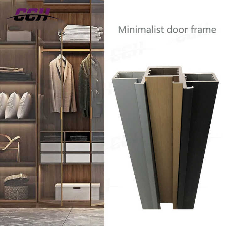 Aluminum Profile Wardrobe Closet Glass Door Frame PV