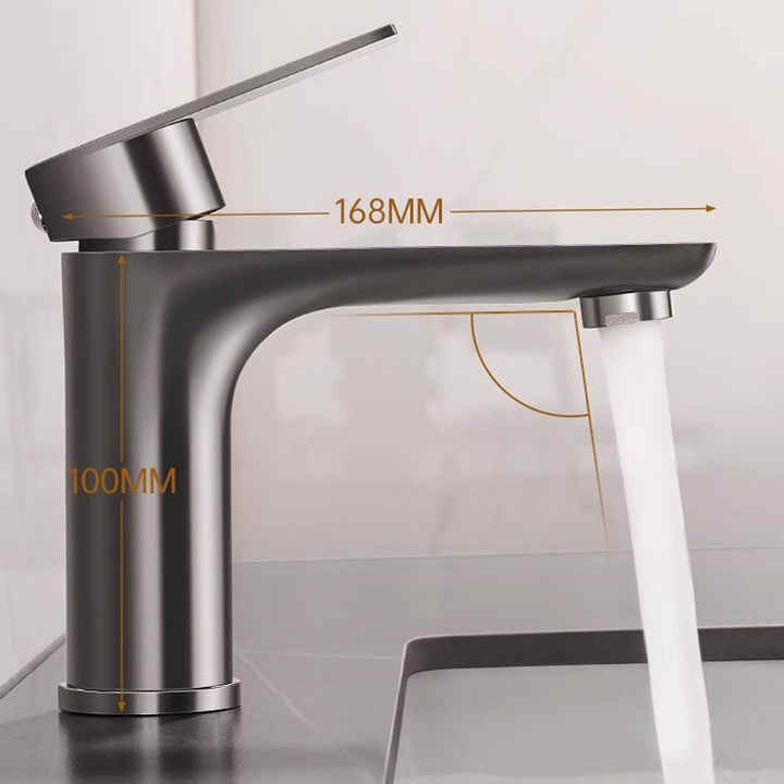 Tezi Modern Single-Hole Basin Mixer Faucet - Stainless Steel Gray