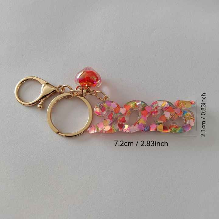 New Years 2025 Key Chains Resin Shiny 2025 Charms Keychain for Key ...
