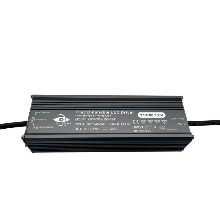 SAA 100-277V AC Input LED Driver 12.5A 12V 150W IP67 Constant Voltage Waterproof LED Driver ...