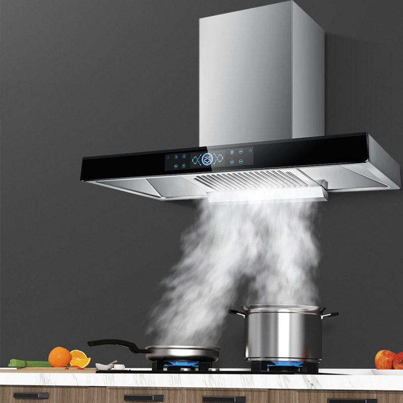 90cm Wall-Mounted Touch Screen Kitchen Range Hood - Stainless Steel ...