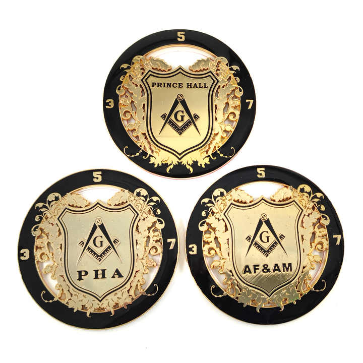 Freemason Regalia - 357 AF&AM Shield 3" Round Metal Logo