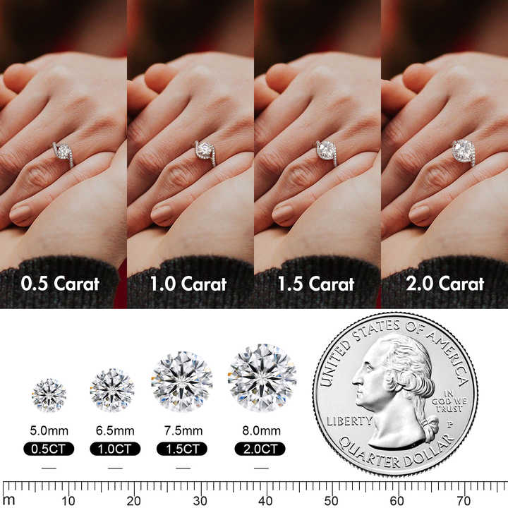 2.0ct 1ct Luxury Bridal Promise Rings - White Gold Plated