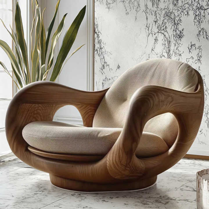 Solid Wood Sofa Leisure Lounge Chair for Home One Seat Fabric for Lazy ...