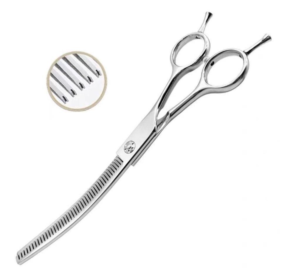 Professional Pet Scissors with Curved Fishbone Design, Curved Tooth ...