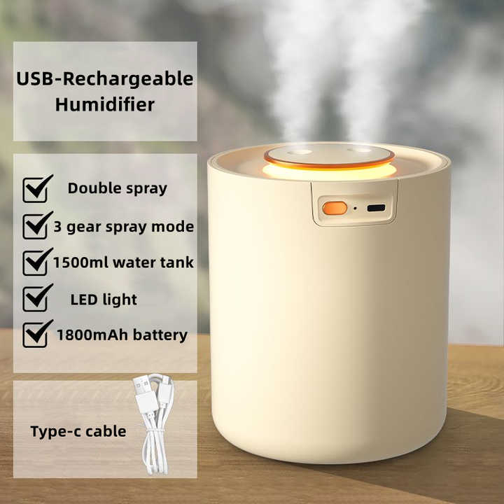 Rechargeable Small Humidifier, Mini Portable Cool Mist Humidifier 3 ...