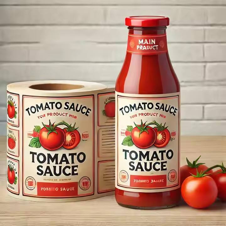 Custom Vinyl Waterproof Logo Food Sticker Tomato Sauce Bottle Labels ...