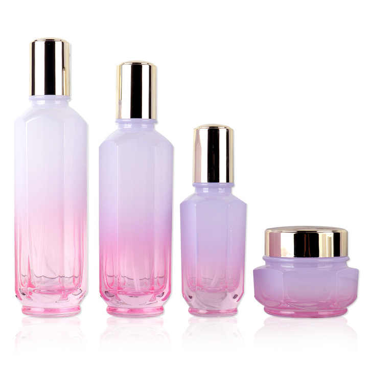 Luxury Skincare Set Glass Packaging Serum Lotion Glass Bottle Press Pump Essence Container 40ml ...