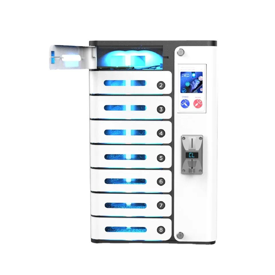 8 Compartments Cell Phone Charging Locker Coin Operated Fast Charging ...
