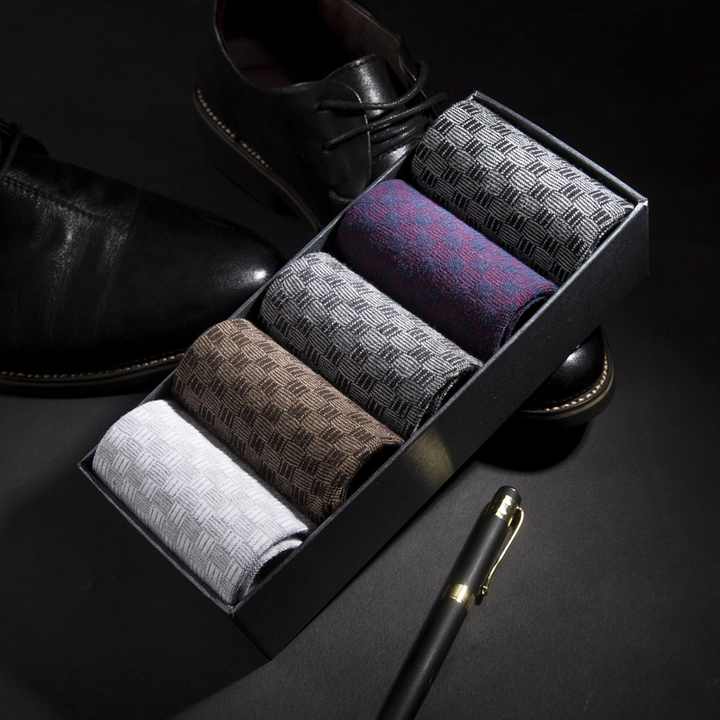 High Quality Cotton Gift Box 5 Pack Socks Custom Mens Business Socks ...