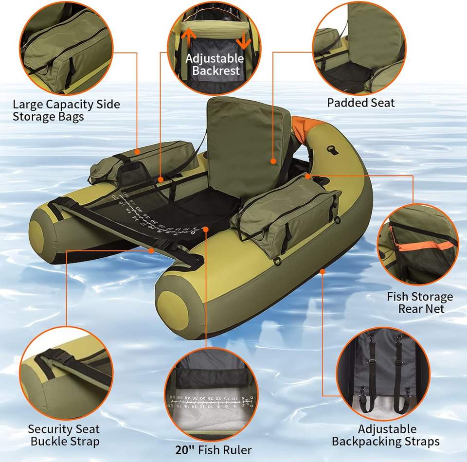 Hot Sale Army Green Plastic Inflatable Float Tube Fishing Bait Boat ...