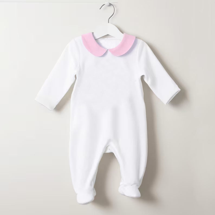 Wholesale Sleepsuit Embroidery 100%cotton White Grow Peter Pan Collar ...