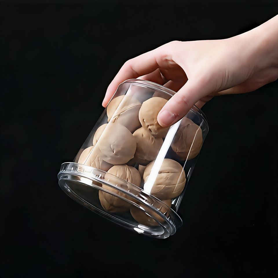 Transparent Plastic Cylinder Boxes with Lid for Food Display