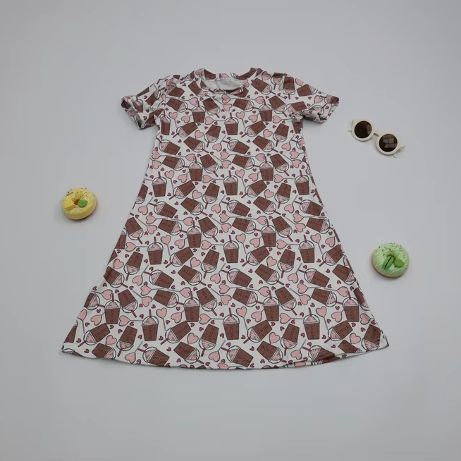 Qingli OEM No Tariffs Short Sleeve Moo Moo Dress Casual Kids Pajamas ...