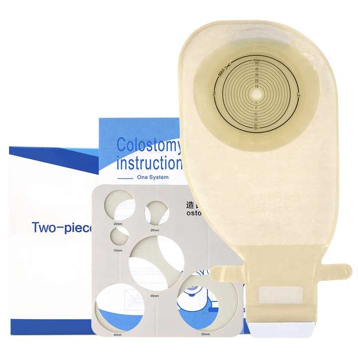 Yellow Color One Piece Colostomy Bag with 75mm Max Cut