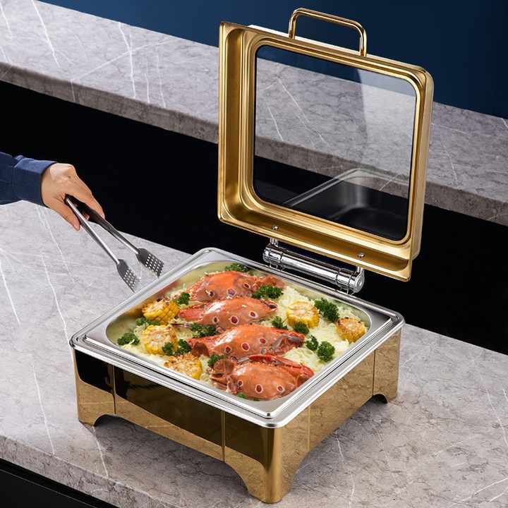 Luxury Stainless Steel Electric Food Warmer Gold Chefing Dish Pour ...