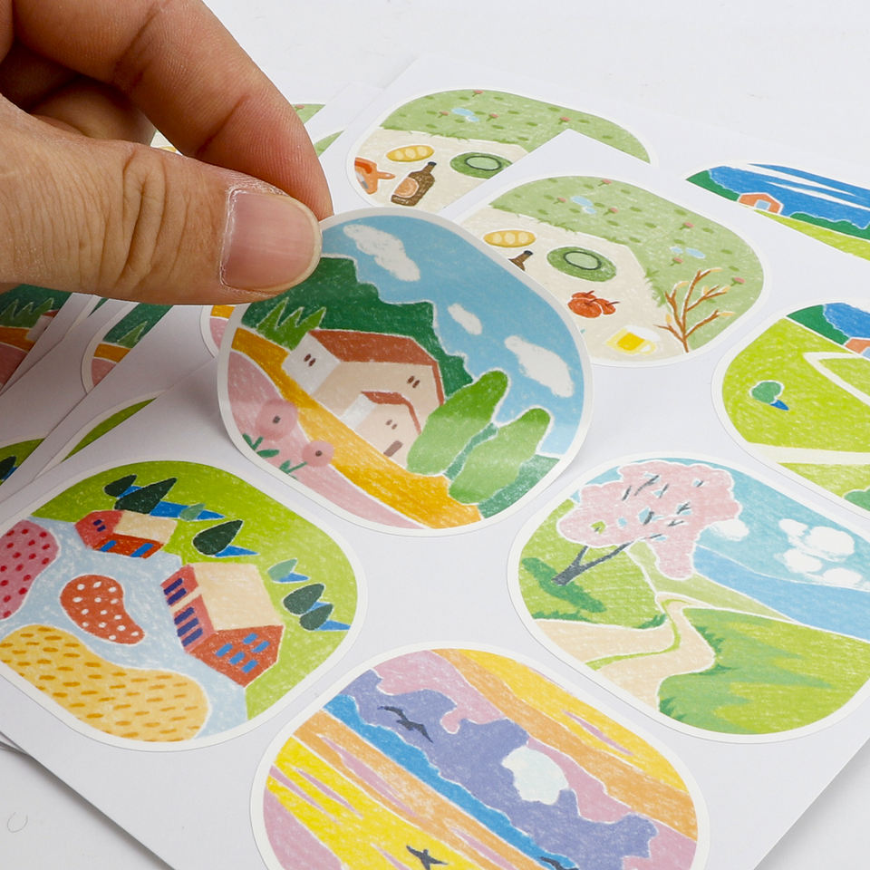 Custom Landscape Scenery Sticker Sheet Hand Drawn Cute Die Cut Stickers ...