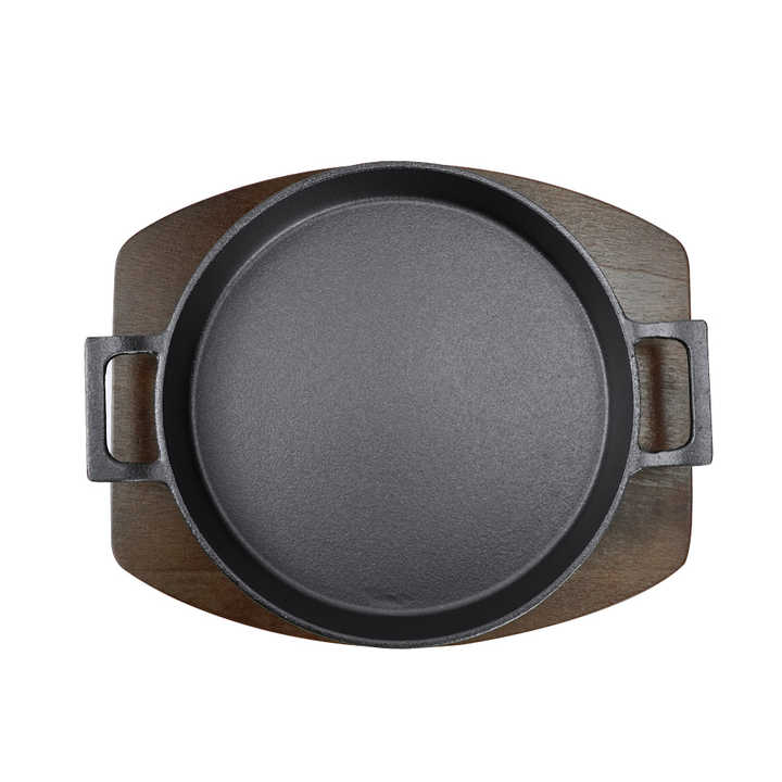 High Quality Cast Iron BBQ Roasting Pan Round Serving Frying Dish with ...
