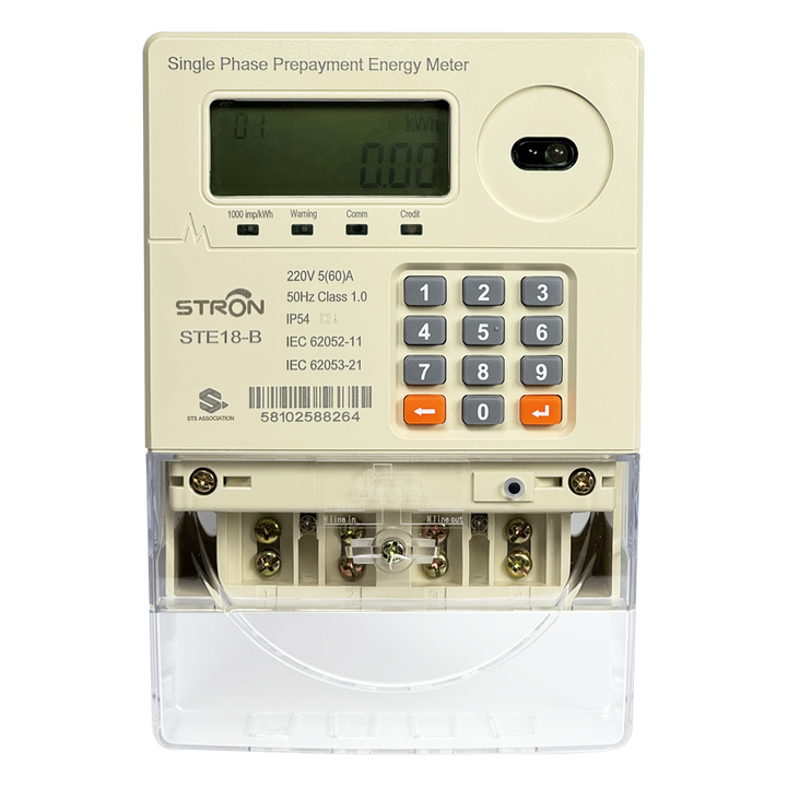 IP54 Intelligent Single Phase Electricity Meter Multi Tariff Power-limit Prepaid Keypad LCD ...