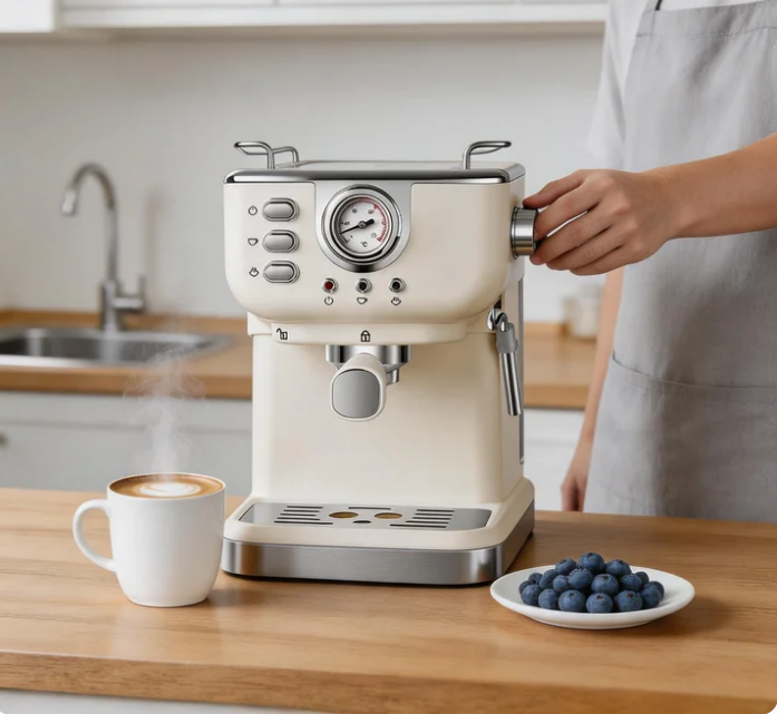 HY 20 Bar High Pressure Espresso Machine, Milk Steam Wand Semi ...