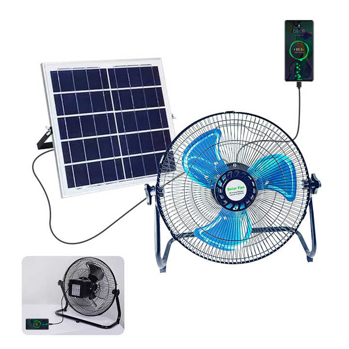 12 Inch Portable Solar Outdoor Energy Fan - USB Rechargeable