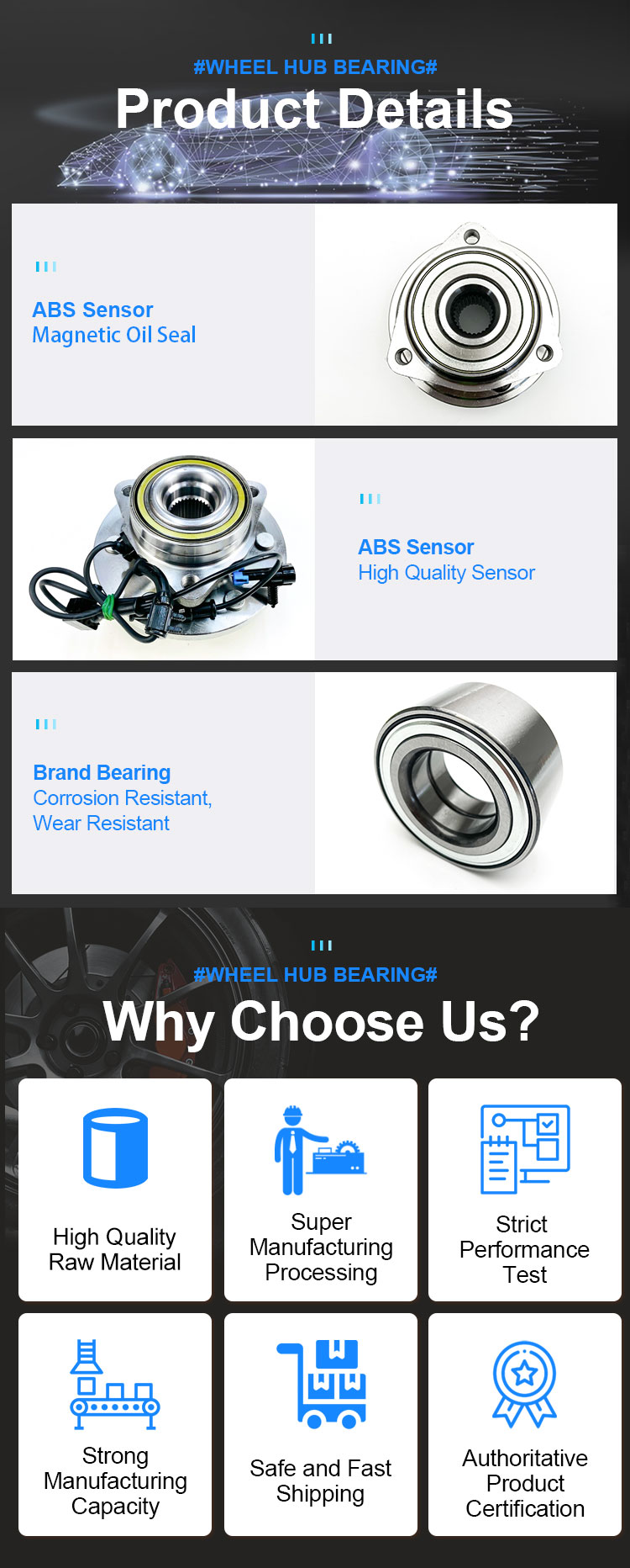 Auto parts Toyota Hilux Front and rear hub bearings Honda Accord Nissan ...