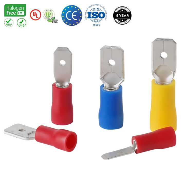 Brass Plastic Crimp Terminal Spade Connector Lug 5-Year Warranty Male ...