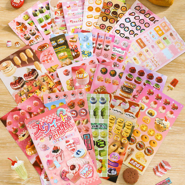 SIMNO 25 Sheets Scrapbook Material Paper Food Cake Ice Cream Drink DIY ...