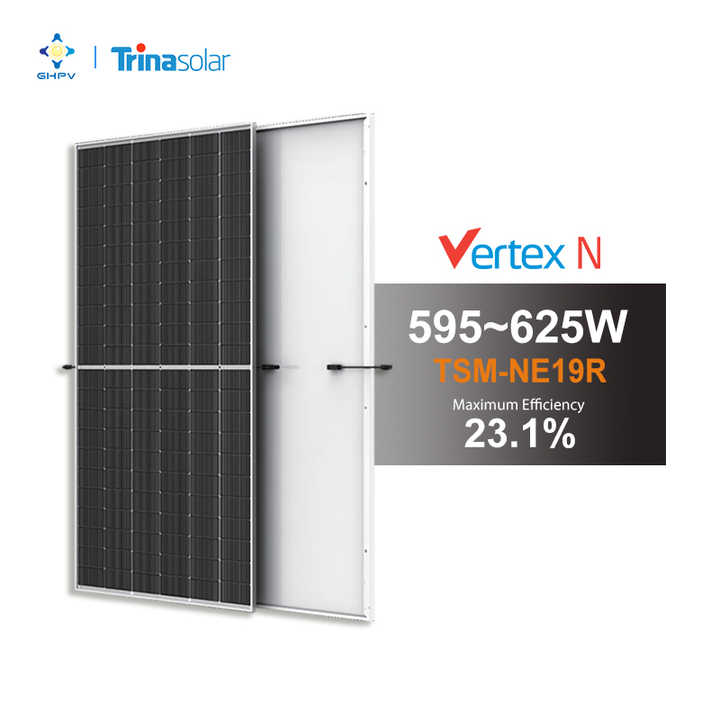 Trina Vertex N Type Pvc Silicon Solar Panel Bifacial 595W 600W 605W 610W 615W 620W 625W TOPCon ...