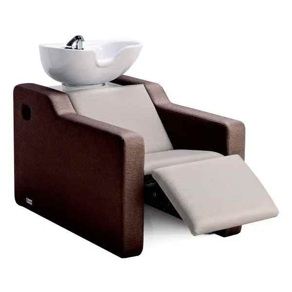 Modern Adjustable Black Hair Washing Chair with Ceramic Sink Synthetic ...