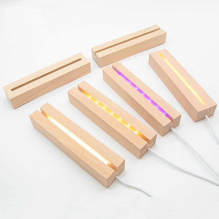 Solid Beech Wood Led Night Light Base with Rectangular Strip Diy ...