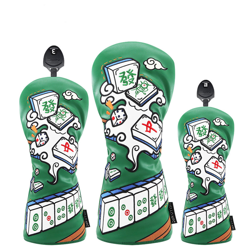 New Design PU Leather Custom Golf Club Wood Head Cover Embroidery ...