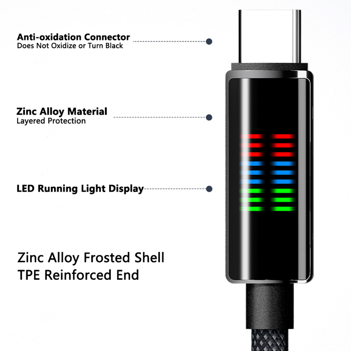 240w PD Fast Charging Nylon Braided USB Cable High Power Smart Tri ...