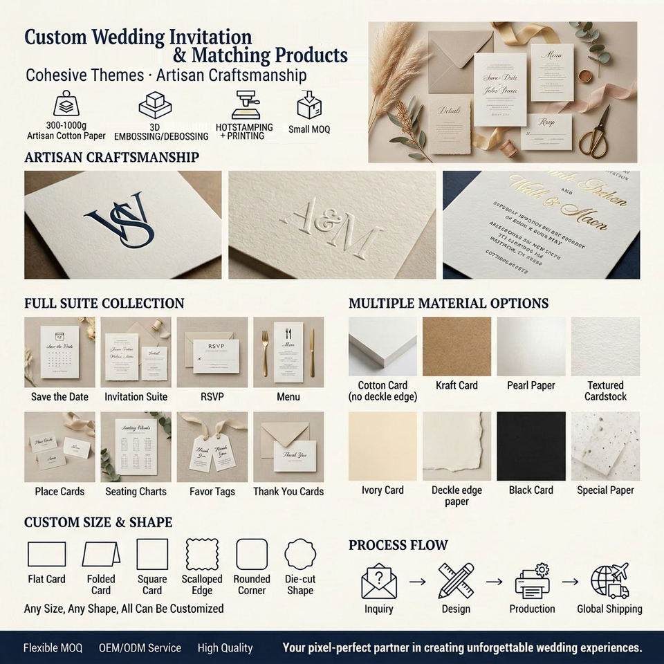 Custom Foil Stamped Pocket Wedding Invitation Pearl Paper Luxury ...